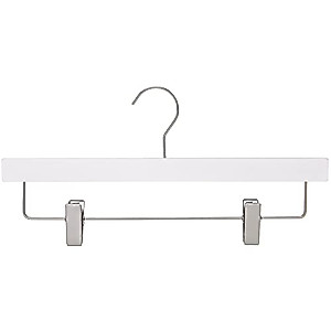 20 Luxury Ultra Thin Space Saving Wooden Clothes Hanger with Squared Pant Bar Best for Shirts, Blouses, Pant, Dress, Hangers White (White - Skirt, 20)