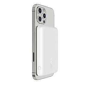 Belkin Wireless Power Bank w/MagSafe Compatible 7.5W Wireless Charging - Portable Magnetic Charging Bank - Compatible w/iPhone 15, 15 Plus, 15 Pro, 15 Pro Max, iPhone 14, AirPods, & More - White