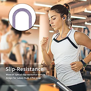 Woocon Galaxy Buds 2 Pro Strap,Soft Strong Silicone Special Anti-Skid Design Sports Anti Lost Headphones Lanyard Accessories ONLY Compatible with Samsung Galaxy Buds 2 Pro Earbuds Neck Rope Cord-Lilac