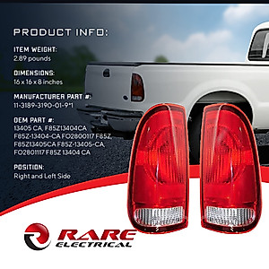 RAREELECTRICAL New Tail Light Pair Compatible With Ford F250 F350 Super Duty 99-07 Fo2801117 F85z 13404 Ca F85z13405ca F85z-13405-Ca F85z13404ca F85z-13404-Ca Fo2800117 F85z 13405 Ca