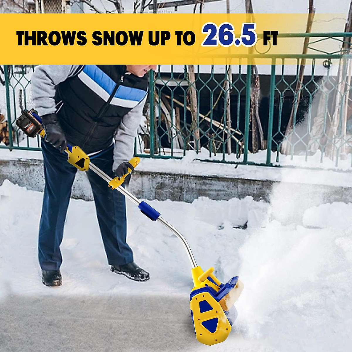 40V Cordless Snow Shovel Compatible with Dewalt 20V Battery(Tool Only), Electric Power Snow Thrower, Handheld Snow Blower with 13.2" in. Width 8" in. Depth, 26.5' ft Throwing Distance