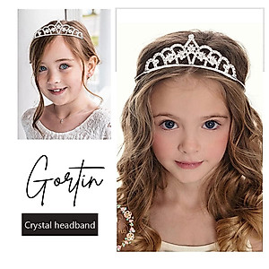 Gortin Crystal Tiara Crown Silver Princess Crown for Birthday Rhinestones Headbands Bride Wedding Headpieces