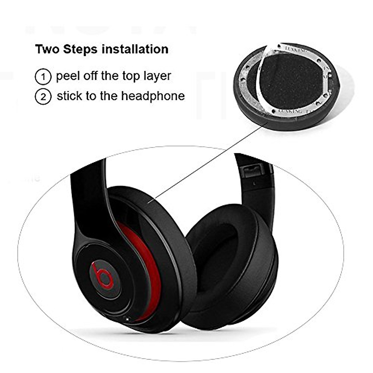Bestdealing Black Replacement Ear Pads, Earpads Ear Cushion for Beats 2.0 Wired/Wireless Headphones 3.0 Wireless Headphones, Earbuds Ear Cover(Not fit Solo2)