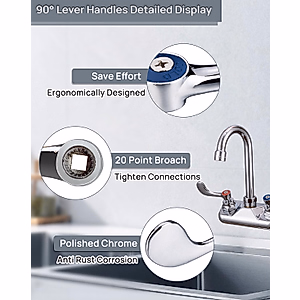 Phivan Commercial Faucet Parts Faucet Handle Replacement Kit - Wrist Blade Handles Lever Handles for Industrial, Restaurant, Commercial Sink Faucet - Fits Most 3/8" Shaft, 0.43" Round Stem Hole (Blue)