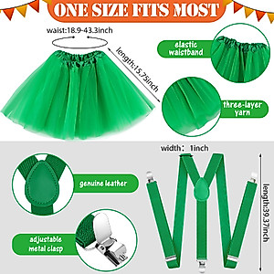 4 Pcs Halloween Costume Tutu Skirt Suspenders Set for Women Y Shape Suspender Tube Socks and Cotton Gloves(Green)