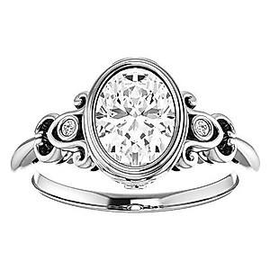 Mois 3 CT Oval Colorless Moissanite Engagement Ring for Women/Her, Wedding Bridal Ring Set, Eternity Sterling Silver Solid Gold Diamond Solitaire Bezel Sets for Her (4)