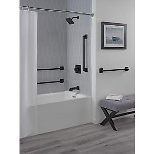 Delta Faucet 41924-BL Modern Angular Concealed Screw ADA-Compliant Decorative Grab Bar, 24 in x 1-1/4 in, Flat Black