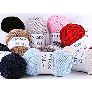 Estako Velvet Chenille Blanket amigurumi Yarn for Crocheting and Knitting Super Bulky 100 gr (132 yds) (1310 - Baby Pink)