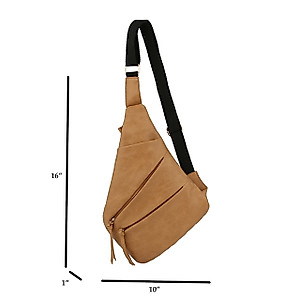 Fashion Sling Bag Crossbody Vegan Leather Daypack Men Women by Metro Muse (Black)