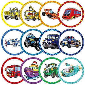 120 Pcs Toilet Targets for Boys Potty Training Flushable Targets Boys Training Pee Targets Color Aiming Targets Stickers Paper Tinkle Targets for Boys Training Safe to Use Potty(Transportation Style)