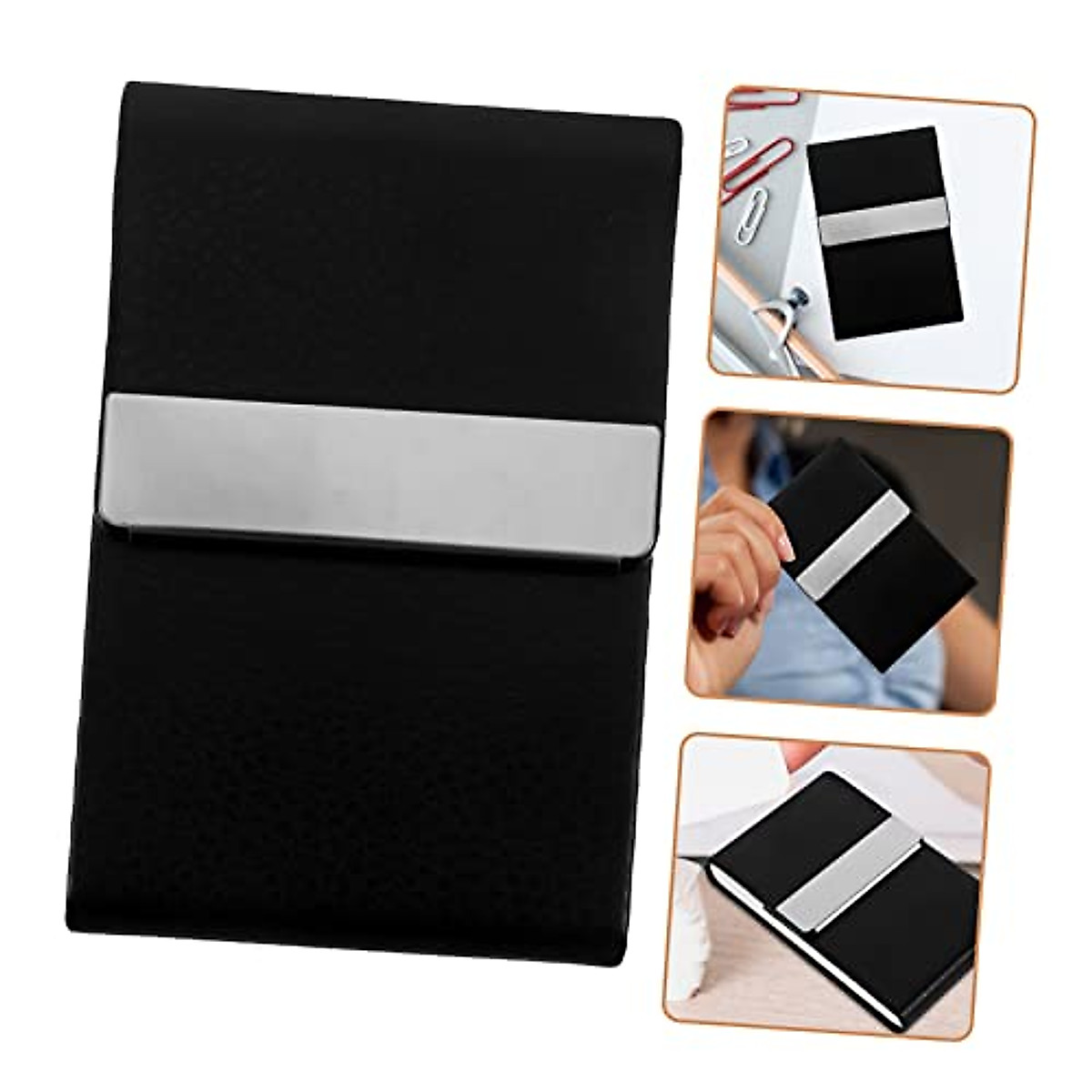 STOBOK 2pcs Business Card Holder Pu Name Card Holder Business Card Organizer Id Card Case Name Card Holders Women's Leather Wallet Cards Bags for Travel Metal Outdoor Man Decorations