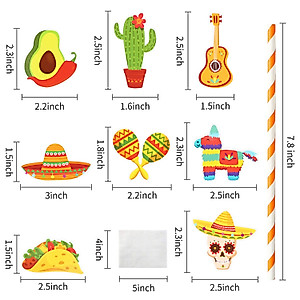 WATINC 80pcs Fiesta Paper Straws, Rainbow Color Striped Drinking Straws for Mexican Theme Party Decoration, Cinco De Mayo Fiesta Party Supplies, Paper Straws Decor for Summer Tropical Birthday Party