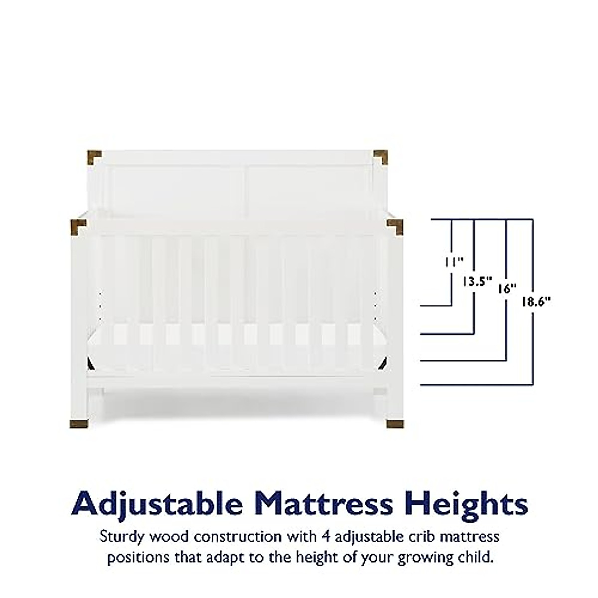 Baby Relax Miles 5-in-1 Convertible Crib, Nursery Furniture, Classic White