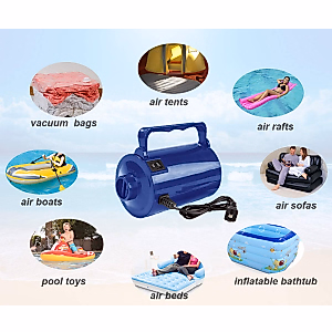Electric Air Pump for Inflatable Pool Toys - High Power Quick-Fill Air Mattress Inflator Deflator Pump for Pool Float Raft Airbed with 3 Nozzles, 320W, 110V AC, 1.6PSI, Air Flow 26CFM