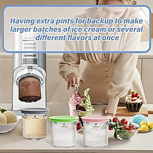 NANOBABY Pint Containers and Lids Replacement Compatible with Ninja Creami Breeze NC100/NC200 Series Ice Cream Makers, 16oz Pint Cups Replacement for NC101 NC201 NC201Q NC205A, 4-Pack, BPA Free, Clear