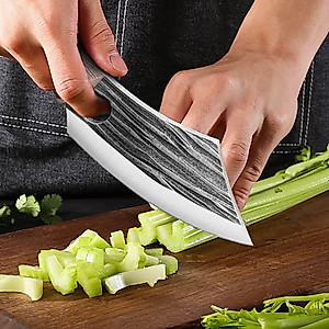 Kitory Meat Cleaver 6.5" - Small Cleaver Kitchen Knife, Forged 9CrMoV18 High Carbon Steel, Nature Wood Handle, 2023 Gifts For Women and Men