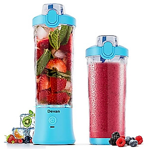 Portable Blender,270 Watt for Shakes and Smoothies Waterproof Blender USB Rechargeable with 20 oz BPA Free Blender Cups with Travel Lid. (Blue)