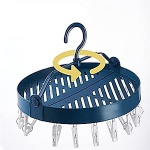 LIUZH Round Two-Way Foldable Clothes Hanger Underwear Socks Multi-Purpose 360-degree rotatable 18 Clip Clothes Rack ( Color : OneColor , Size : 18 Clips )
