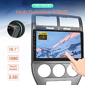 [2+64G] Android 13 Car Stereo for Jeep Compass Patriot 2007 2008 2009 with Apple Carplay and Android Auto 10.1 inch Touchscreen Radio Bluetooth + External Microphone GPS WiFi SWC Hi-Fi Audio