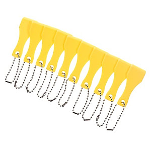 KONTONTY 50 Pcs Scraper Ticket Scratcher Tools Scraper for Pottery Tickets Scraper Tool for Ticket Scratcher Key Ring Scratching Tools Handy Scraper Yellow Plastic