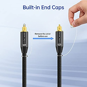 Syncwire Digital Optical Audio Cable 10 Feet, [24K Gold-Plated, Durable Nylon] Fiber Optic Toslink Cord Compatible with Sound Bar, Home Theater, TV, Playstation, Samsung Black