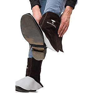 Waylander Leather Welding Spats - Cowhide Leather Shoe Boot Protectors Covers - Kevlar Stitched Low Top Gaiters with Elastic Band - SC0206