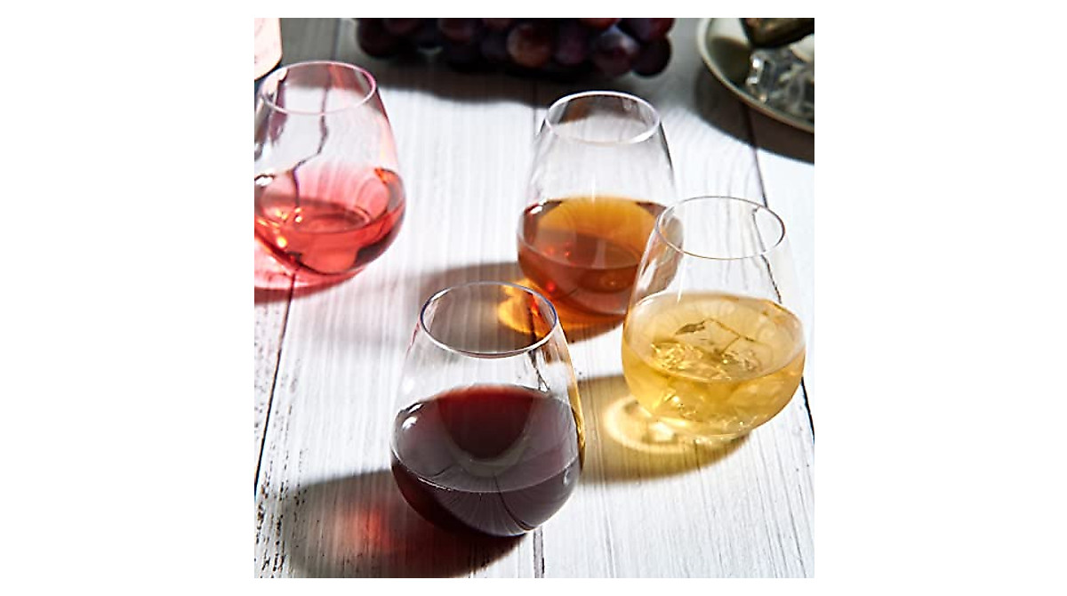 FOCUSLINE 48 Pack Stemless Plastic Wine Glasses