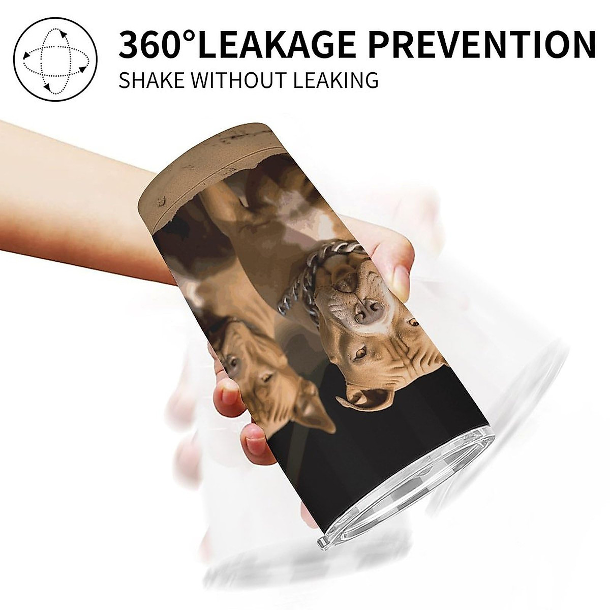 Stainless Steel Insulated Travel Mug with Lid Spill Proof Car Tumbler Cup Pitbull Dogs Printed Camping Cups for Coffee Tea Thermos Keeps