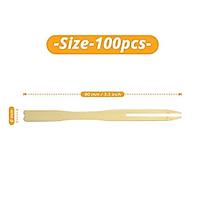 Sihuuu Bamboo Forks,100 PCS Square Mini Fruit Forks, Buffet Appetizer Picks, Small Finger Food Forks, Cocktail Forks for Party Appetizer, Catering Pastry, Dessert Prongs