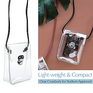 HOXIS Clear PVC Small Crossbody Bag for Stadium Approved Womens Purse Transparent Shoulder Bag Cell Phone Pouch (Black)