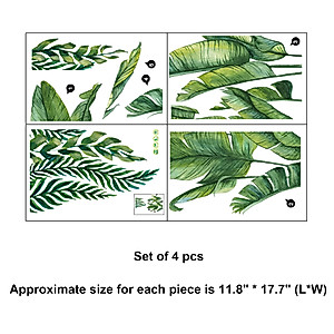 Big Green Leaf Wall Stickers Tropical Plant Leaves Window Decals Decorations Murals Wall Art Decorative Sticker for Kids Living Room Bedroom Nursery Playroom Cute Holiday Jungle Party Decor Supplies