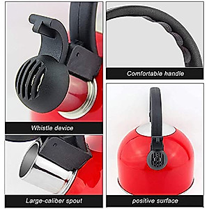 Tea Kettle Whistling Tea Pots Camping coffee pot Stove Top Kettle Whistling-Surgical Stainless Steel Teapot for All Stovetops Ergonomic Handle Chihen220114(Color:Red;Size:2.5L)