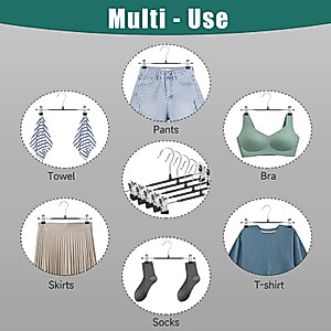 Lamitocs 10 Pack Pants Hangers with Clips,Skirt Hangers Space Saving, Heavy-Duty Pant Hangers Metal Clothes Hanger for Closet, Black