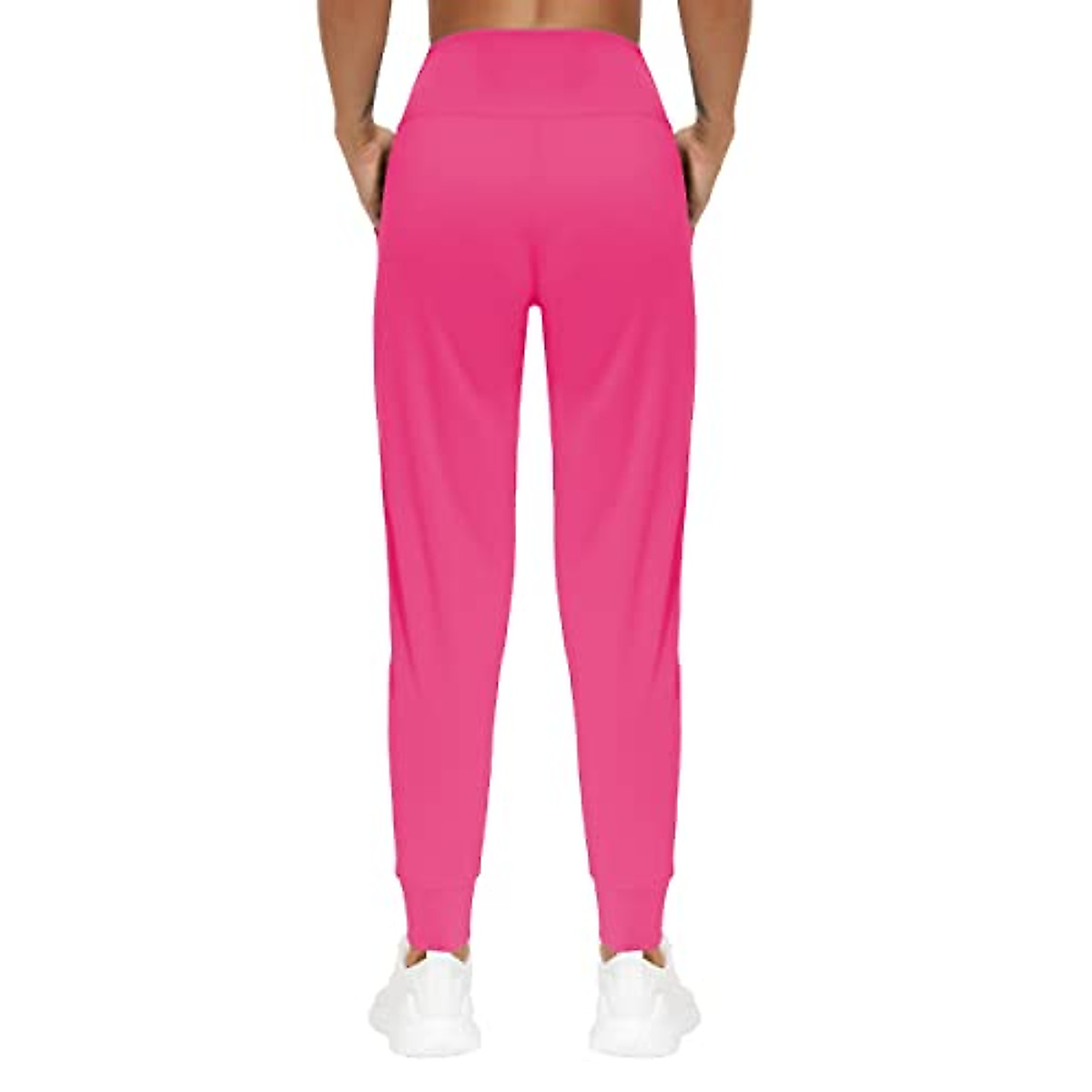 THE GYM PEOPLE Women's Joggers Pants Lightweight Athletic Leggings Tapered Lounge Pants for Workout, Yoga, Running (Large, Bright Pink)