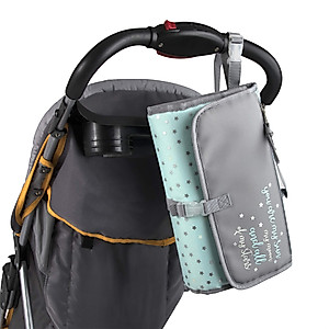 Diaper Bag Tote 5 Piece Set with Sun, Moon, and Stars and Baby Portable Changing Pad, Diaper Bag, Travel Mat Station Gift Set