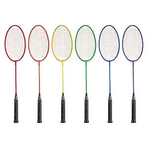 Champion Sports All Steel Shaft and Frame Badminton Racket - Set of Six Colors