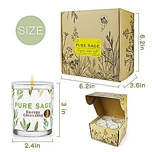 Candles, 4 Pack Sage Candles for Cleansing House Negative Energy, Alternative to Smudge Sticks, Soy Wax Sage Candles for Home Scented, Healing Candles for Meditation, Home Cleansing, Mother's Day Gift