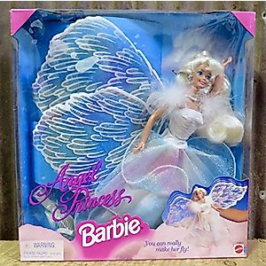 ANGEL PRINCESS BARBIE "Flying" DOLL w Glittery Gown & WINGS (1998)