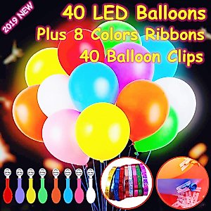40 Pack LED Light Up Balloons, Mixed-Colors Flashing Party Lights Lasts 12-24 Hours, Glow in the dark For Parties, Birthdays Wedding Decorations And Halloween Christmas Festival,Fillable with Helium