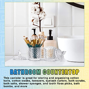 Aoriher 4 Pcs Crystal Glass Candy Jar with Lid Home Decorative Jar Glass Storage Bathroom Jars Jewelry Box Canister Jar for Cotton Swab Glass Jar for Kitchen Bathroom Pantry (Clear,Medium)