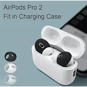 ALXCD Fit in Case Eartips Compatible with AirPods Pro 2 Earbuds 2nd Generation 2022, Anti Slip Silicone Earbuds Covers Ear Tips, Compatible with AirPods Pro 2, 6 Pairs Black White Clear