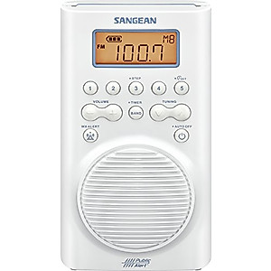 Sangean H205 AM/FM Weather Alert Waterproof Shower Radio White