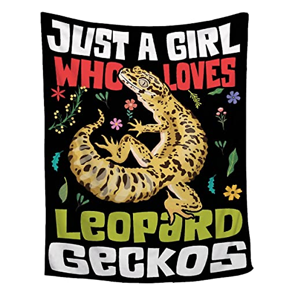 Leopard Gecko Blanket,Funny Gecko Gifts,Just A Girl Who Loves Leopard Gecko Flannel Throw Blanket,Super Soft Cozy Blanket,Fuzzy Warm Cozy Bedding Blankets for Couch Bed,40"x50"-Throw Size for Kids