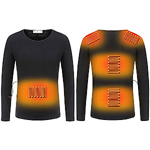 Unisex Adult USB Electric Heated Tops Tshirt Thermal Heat Zones Blouse Tees Long Sleeve Lightweight Heated Apparel