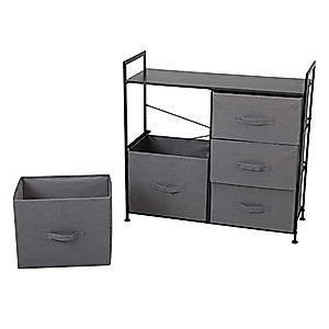 Nightstand Bedside Table Drawer Cabinet 32" Storage Dresser Unit Shelf Organizer House W/ 5 Fabric Drawer Bins Storage Cabinet Modern Style Dresser Storage Tower Storage Tower Dresser