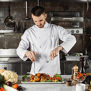 Utopia Kitchen 8 inch Chef Kitchen Knife Cooking Knife Carbon Stainless Steel Kitchen Knife with Sheath and Ergonomic Handle - Chopping Knife for Professional Use (White)