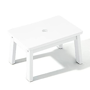 HOUCHICS Wooden Step Stool for Kids,White Stool for Kitchen Bedroom Living Room Bathroom Toilet Nursery Toddlers Potty Training Stool with Non-Slip Pads (White