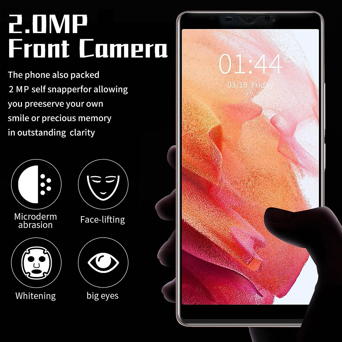 Generic 2024 New Unlocked Android Smartphone, 8GB ROM+1GB RAM Android Phone 5.72IN HD Cell Phone, 2MP Rear Camera System, 2000mAh Phone Mobile Phone Large Storage (Black)