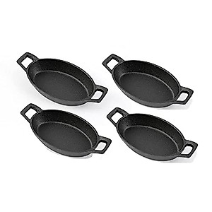 HAWOK Cast Iron Mini Oval Serving Dish 6.1 inchx 3.85 inch set of 4……