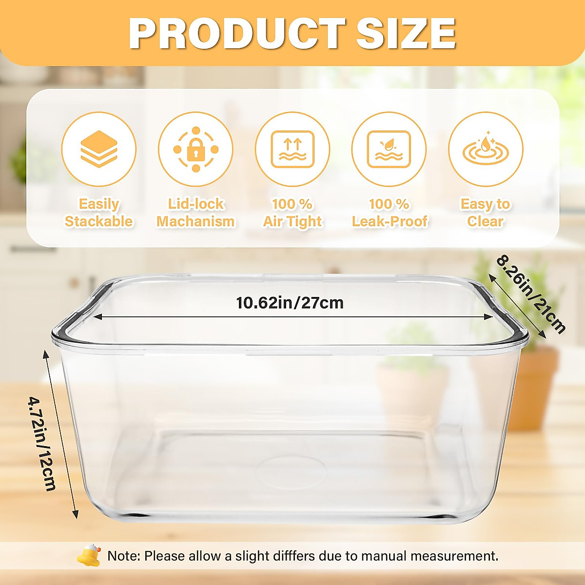 Extra Large Glass Storage Containers with Lids Airtight: Big Glass Containers with Lids - 220oz/28cup - XL Glass Rotisserie Chicken Container - Storing food Fruits Salads Free Oven Safe (Extra Large)